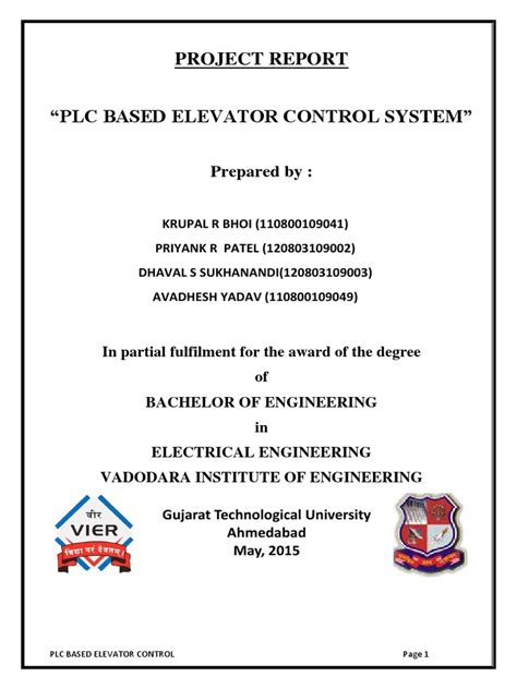 Plc Based Elevator Control Project Report Pdf Programmable Logic Controller Relay
