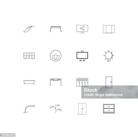 가구와 가정 악센트 선형 얇은 아이콘 설정합니다 간단한 벡터 아이콘 설명 0명에 대한 스톡 벡터 아트 및 기타 이미지 0명