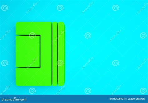 Green Notebook Icon Isolated On Blue Background Spiral Notepad Icon