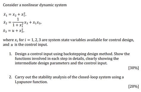 Solved Consider A Nonlinear Dynamic System 1 X2 X1 1