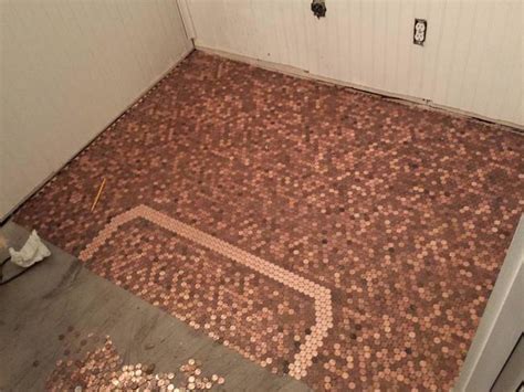Dad And Daughter Glue Pennies To Their Old Floor And The Results Are