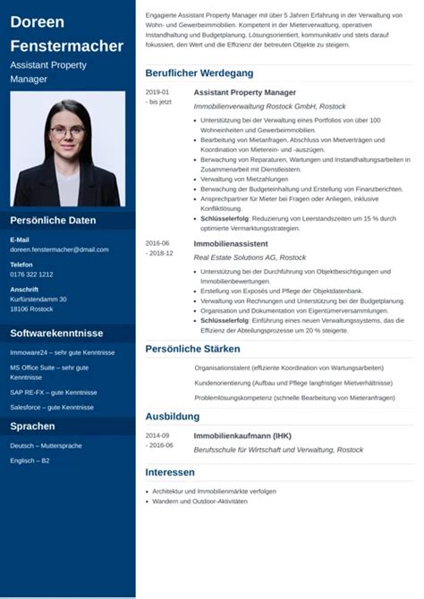 Lebenslauf Assistant Property Manager Vorlage And Tipps