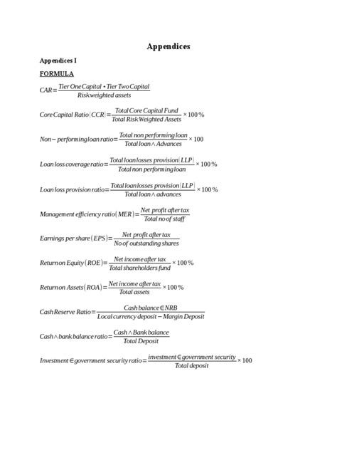 Appendices Pdf Capital Requirement Capital Adequacy Ratio