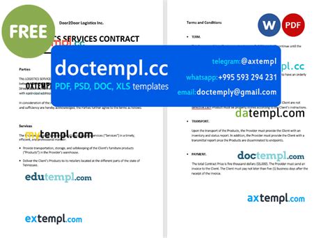 Logistics Services Contract Template Word And Pdf Format