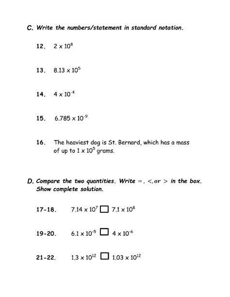 SOLUTION Scientific Notation And Standard Notation Math Questions With Answers Studypool
