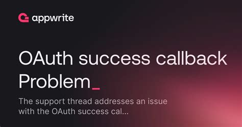 Oauth Success Callback Problem Threads Appwrite