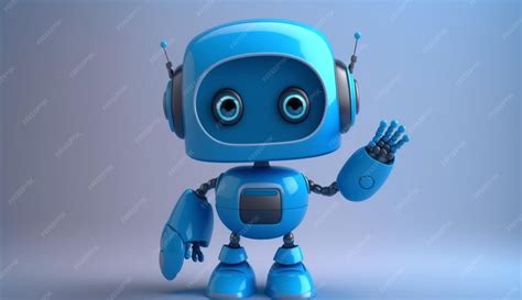 Robot Azul De Dibujos Animados Lindo Positivo Amistoso Con Ia