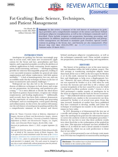 Fat Grafting Basic Science Techniques Patient Management Pdf