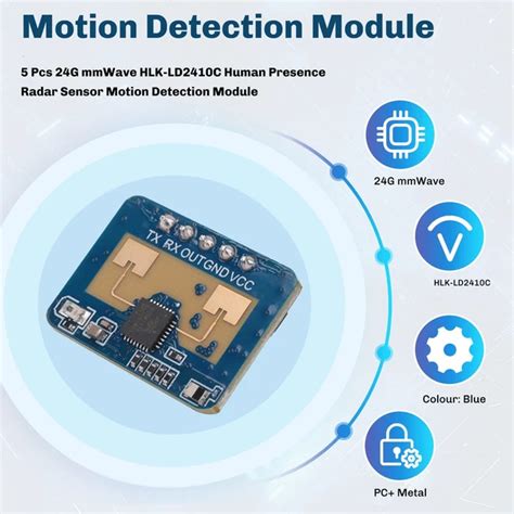 5 Pcs 24g Mmwave Hlk Ld2410c Intelligent Sensor Motion Detection Module