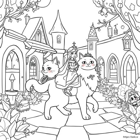 Princess Cat Coloring Pages Printable