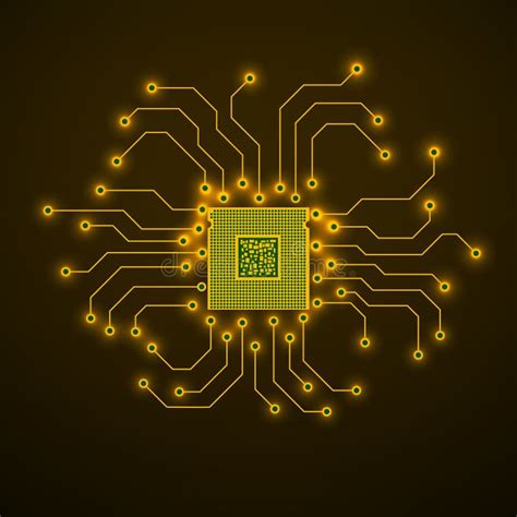 Cpu Microprocessor Microchip Glow Logo Stock Vector Illustration Of Semiconductor Industry