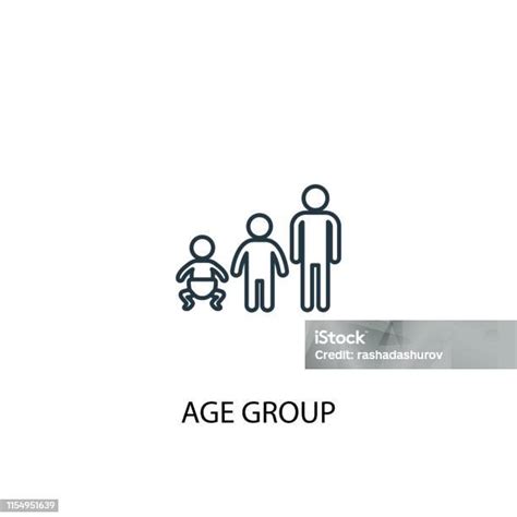연령 그룹 컨셉 라인 아이콘입니다 간단한 요소 그림입니다 연령 그룹 개념 개요 기호 디자인입니다 웹 및 모바일 Ui Ux에 사용할 수 있습니다 가족에 대한 스톡 벡터 아트