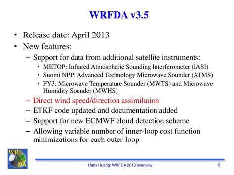 Ppt Wrfda 2013 Overview Hans Huang Ncar Powerpoint Presentation Free