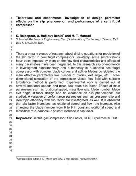Pdf Theoretical And Experimental Investigation Of Design Parameter Effects On The Slip