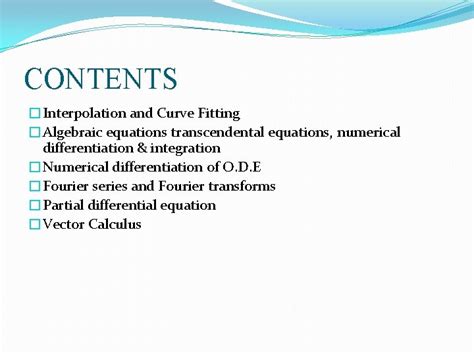 Mathematical Methods Contents Interpolation And Curve Fitting Algebraic