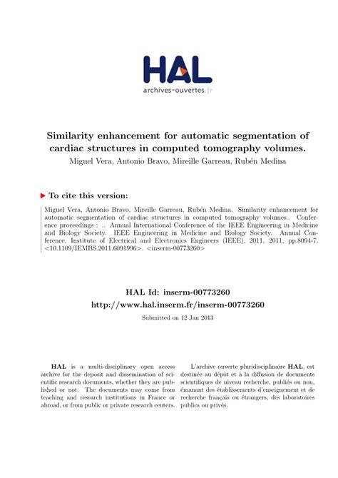 Pdf Similarity Enhancement For Automatic Segmentation Of Cardiac Structures In Computed