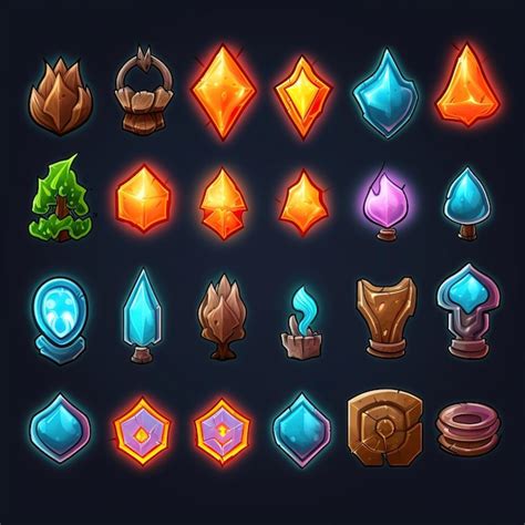 Premium Photo Glowing Quest Reward Symbol Game Asset Ui Sprite Sheet