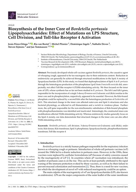 Pdf Biosynthesis Of The Inner Core Of Bordetella Pertussis