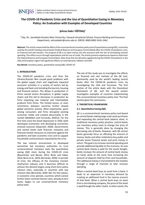 Pdf The Covid 19 Pandemic Crisis And The Use Of Quantitative Easing