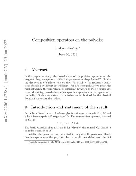 Pdf Composition Operators On The Polydisc