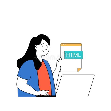 Programming Concept With Cartoon People In Flat Design For Web Vector Illustration Stock