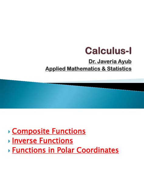 Dr Javeria Ayub Applied Mathematics And Statistics Pdf Function Mathematics Mathematical