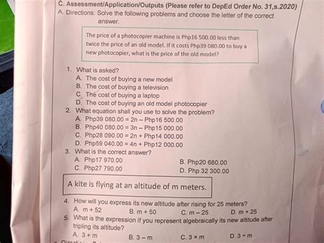 Solved Paki Sagot Po Please Kailangan Ko Ito Bukas Na Po Assessment Application Outputs