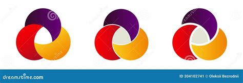Venn Diagram Three Overlapping Circles Chart Stock Illustration