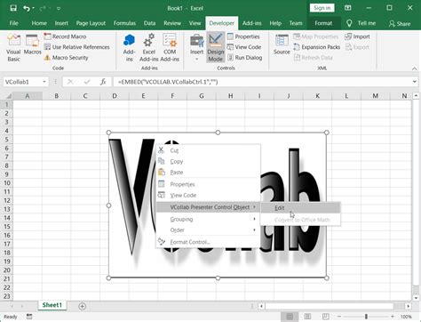 Embedding Vcollab Presenter In Ms Excel 2016 — Vcollab Document