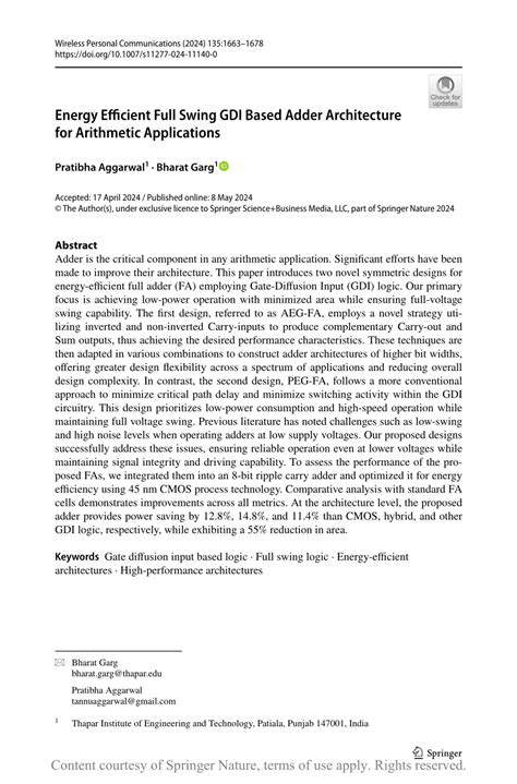 Energy Efficient Full Swing Gdi Based Adder Architecture For Arithmetic