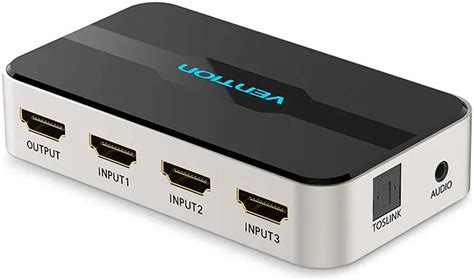Vention 3 In 1 Out Hdmi Switcher 3x Hdmi Input And Hdmi Output Toslink