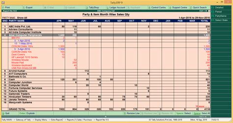 Party Wise Month Wise Sales Qty I Soft Computer