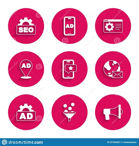 Set Mobile With Review Rating Lead Management Megaphone Earth Globe Mail Advertising