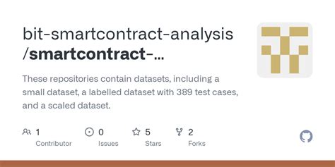 Github Bit Smartcontract Analysis Smartcontract Benchmark These Repositories Contain Datasets