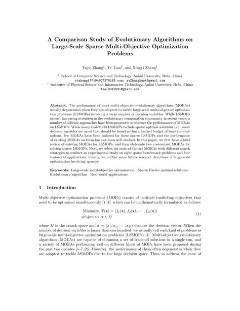 Pdf A Comparison Study Of Evolutionary Algorithms On Large Scale Sparse Multi Objective