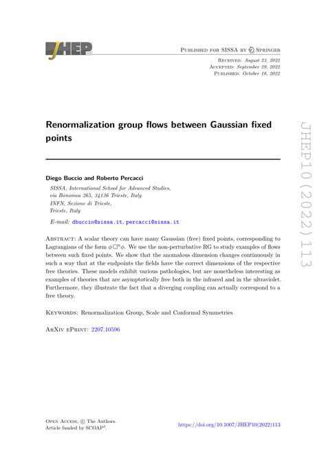 Pdf Renormalization Group Flows Between Gaussian Fixed Points