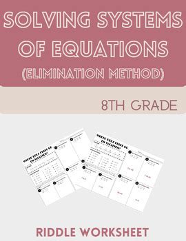 Solving Systems Of Equations Elimination Method By Mauis Math Resources