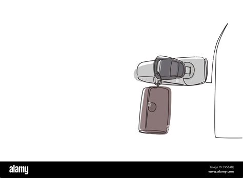 Continuous One Line Drawing Car Keys Were Plugged Into Car Door Sale Lease And Purchase Of