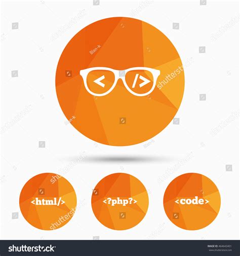 Programmer Coder Glasses Icon Html Markup Stock Vector Royalty Free