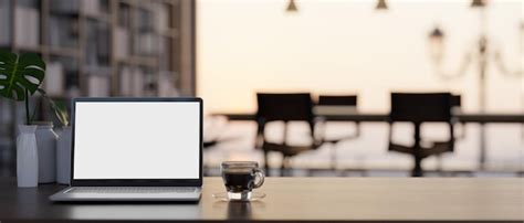 Premium Ai Image Workspace Tabletop With Laptop Mockup And Copy Space