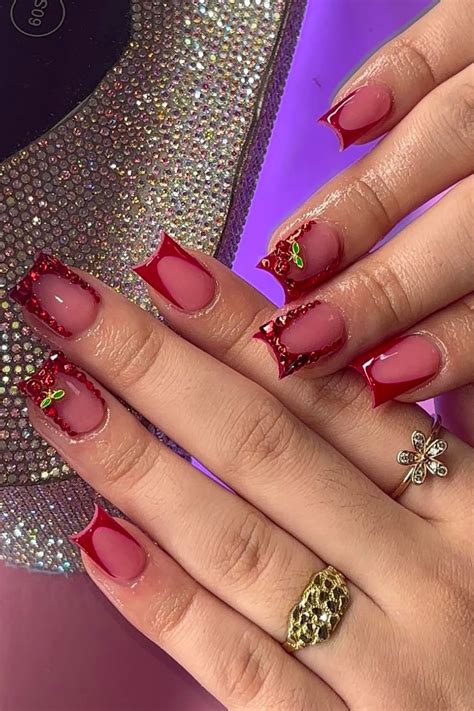 Red Short Nail Inspo 💋🍒 Short Nails Acrylic Red Red Simple Christmas Nails Red Nail Sets Short