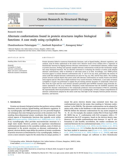 Pdf Alternate Conformations Found In Protein Structures Implies Biological Functions A Case