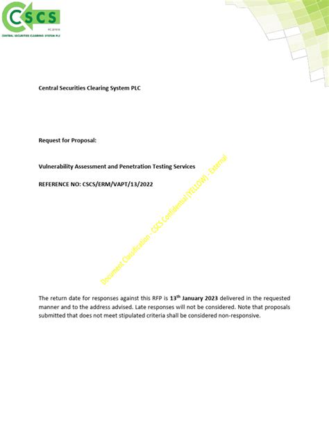 Rfp Vulnerability Assessment And Penetration Testing Pdf Request For Proposal Clearing