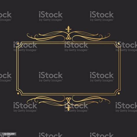 빅토리아 스타일로 손으로 그린 황금 우아한 직사각형 소용돌이 테두리 벡터 격리 고급 결혼식 초대 카드 템플릿 골드 선명한 장식 두루마리가 있는 인증서 프레임 결혼식에 대한