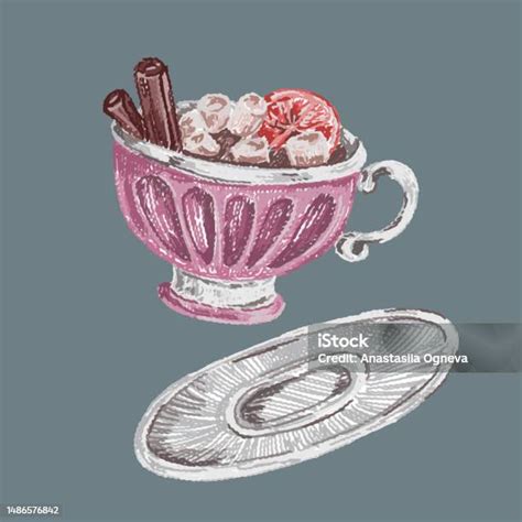 휘핑 크림과 머그잔에 핫 초콜릿 포옹 음료 장식 손으로 그린 스케치 벡터 그림입니다 거품 내기에 대한 스톡 벡터 아트 및 기타