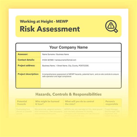 Mewp Risk Assessment Template Pre Filled Easy To Use Easyhealthandsafety
