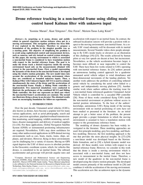 Pdf Drone Reference Tracking In A Non Inertial Frame Using Sliding Mode Control Based Kalman