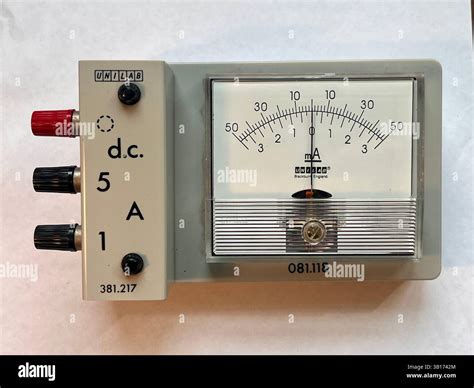 A Light Grey Plastic Moving Coil Analogue Ammeter Used In Schools With