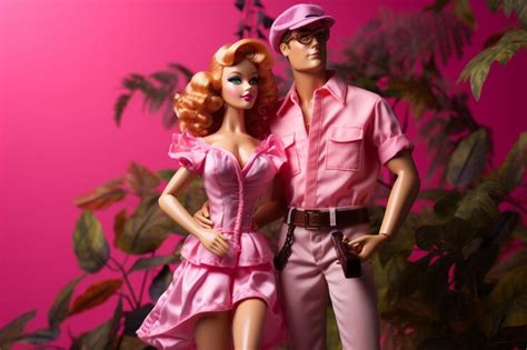 Premium Ai Image Ken And Barbie Wearing Pink Outfit