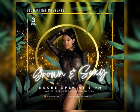 Grown And Sexy Club Flyer Template For Canva Diy Event Flyer Etsy